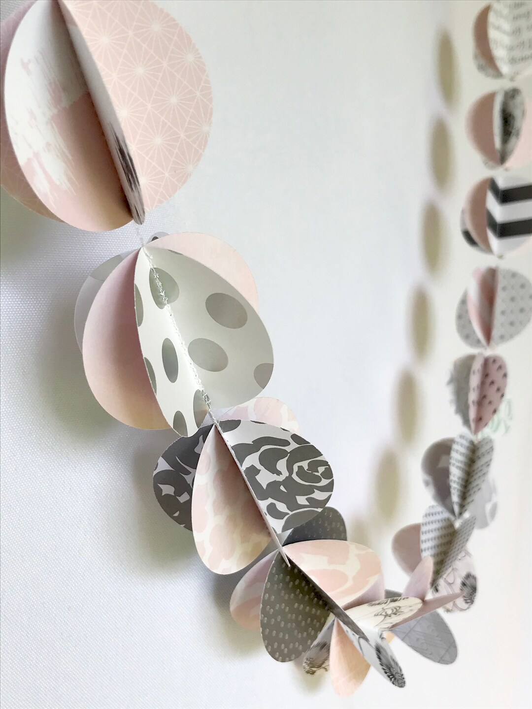 Pink and Gray Paper Ball Garland - “posh Pink” - 3D Paper Ball ...