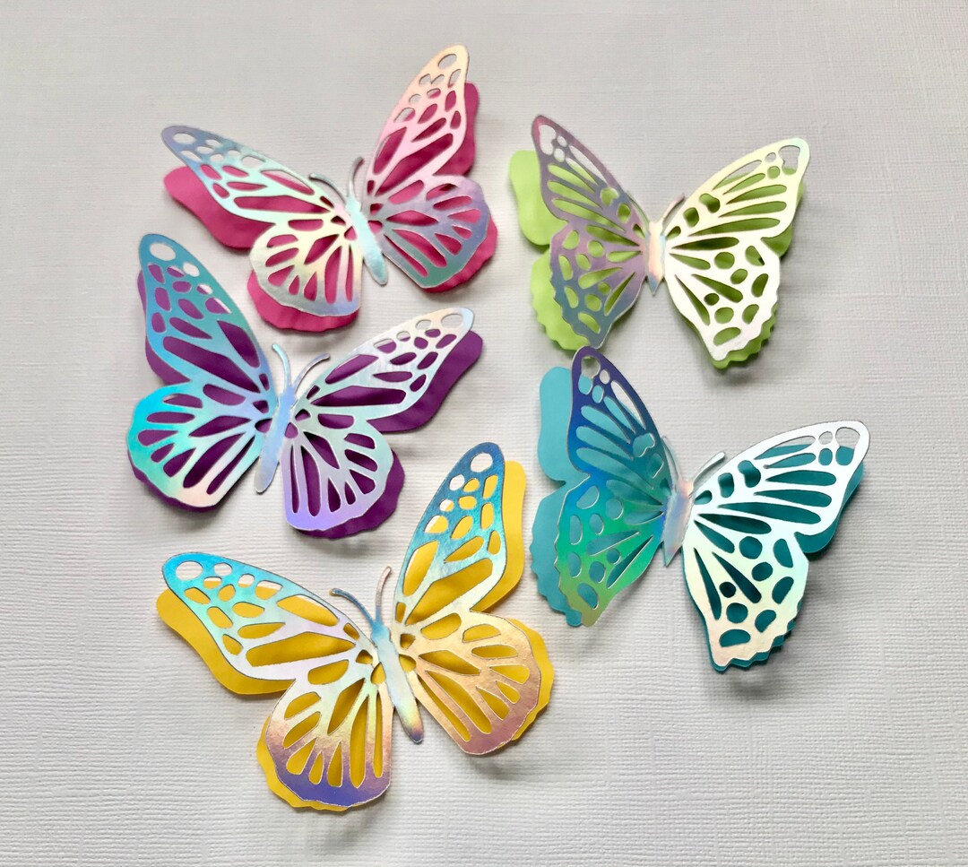 3D Holographic Paper Butterfly Cut Outs | Set of 10 Butterflies ...