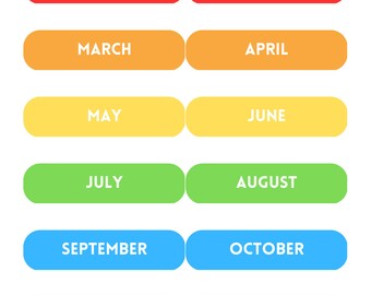 Pastel Rainbow Color Months of the Year Poster,months of the Year ...