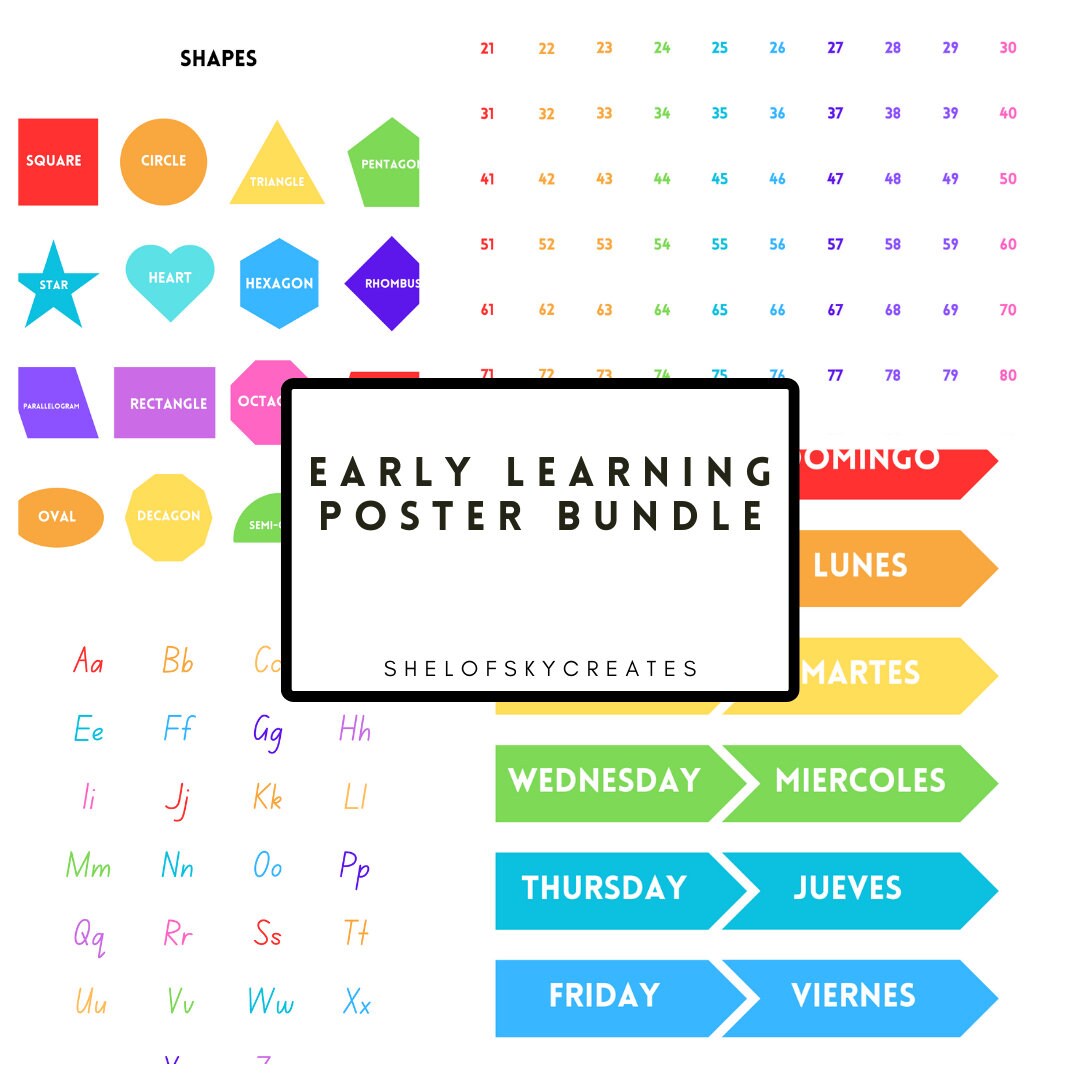 Early Learning Rainbow Poster Bundle - Etsy
