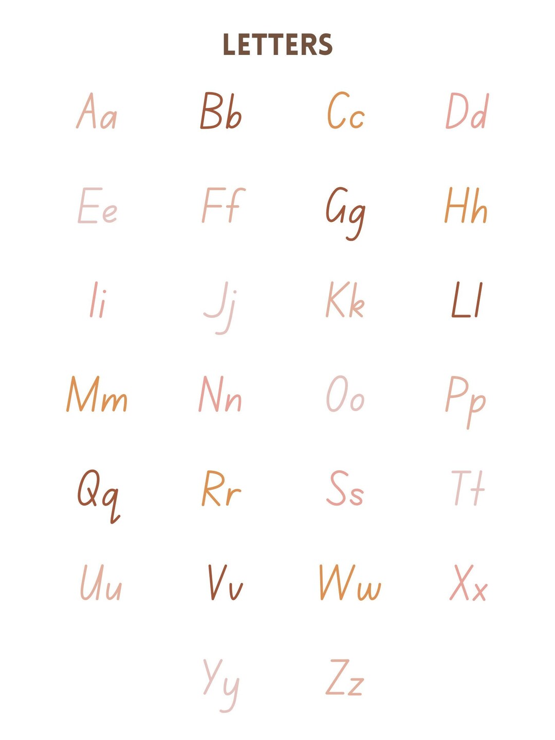 ABC Soft Boho Poster - Etsy