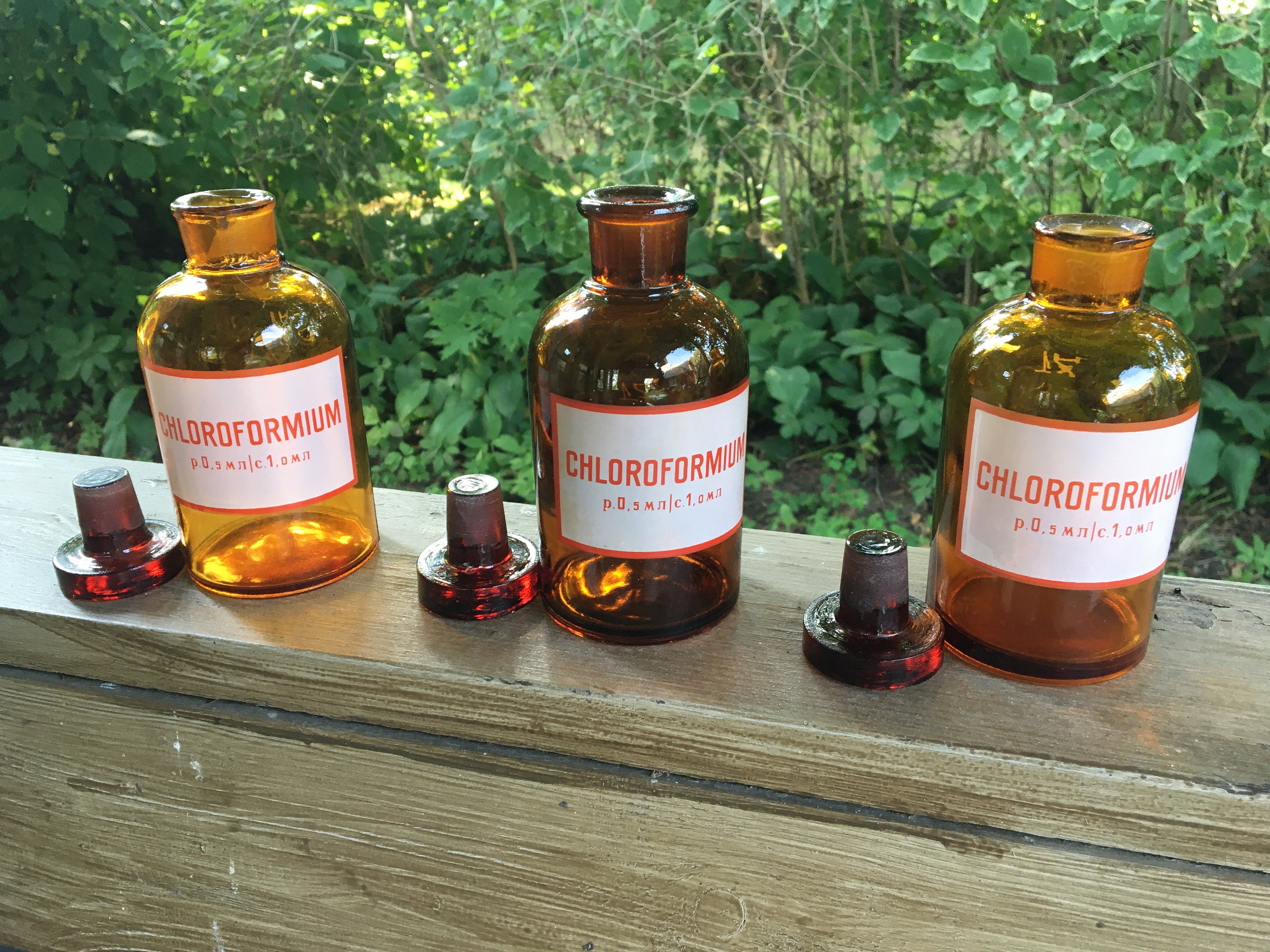 Chloroform old vintage pharmacy bottle amber glass with melted | Etsy