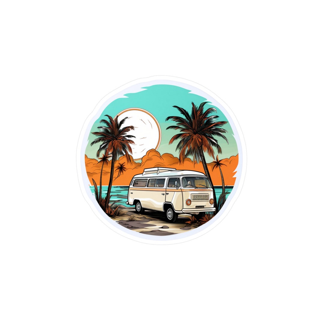 VW Bus Sticker Surfing Van Decal Vintage Camper Sticker - Etsy