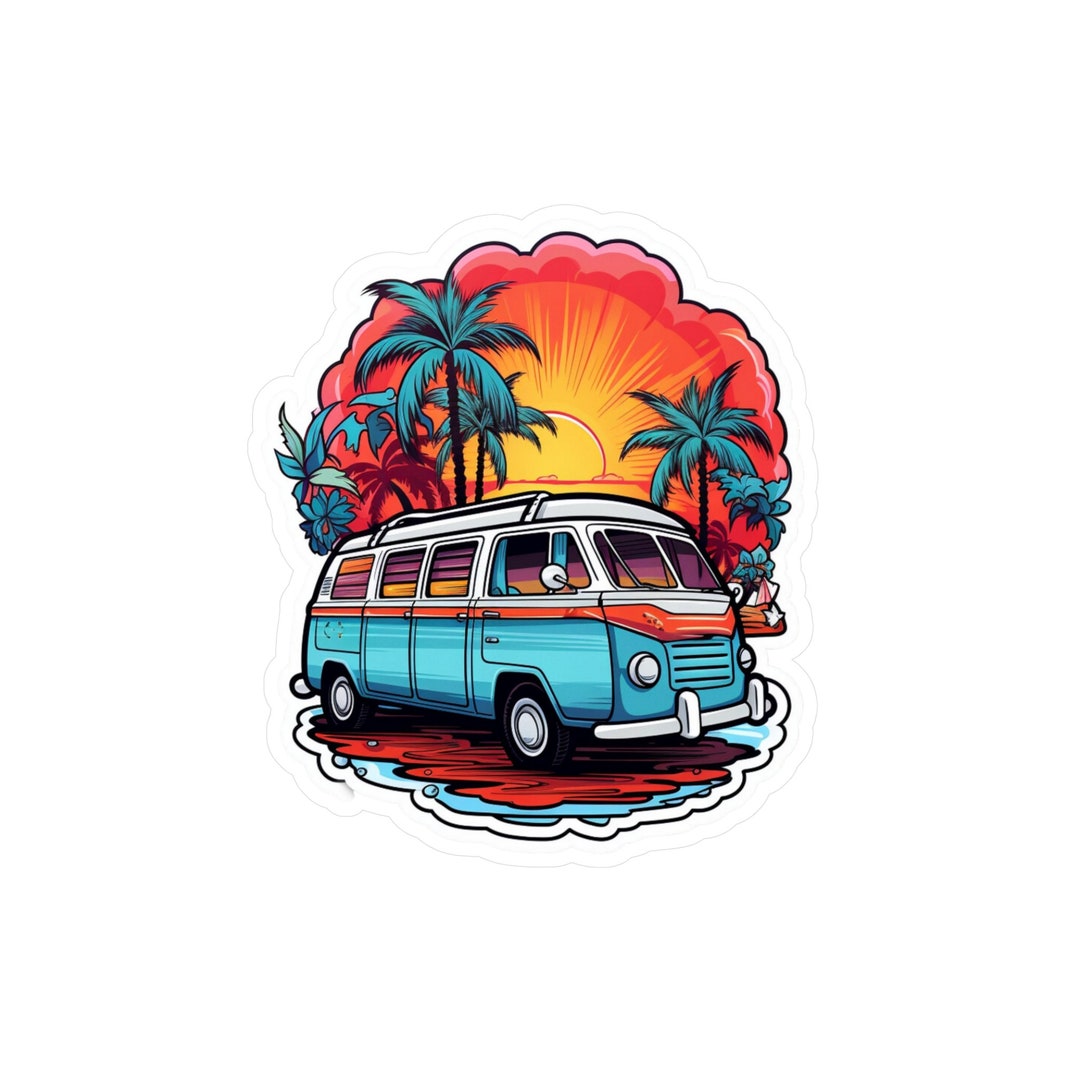 VW Bus Sticker Surfing Van Decal Vintage Camper Sticker - Etsy
