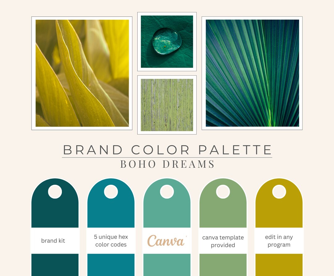 Boho Color Palette, Hex Codes, Branding Board, Color Scheme, Greens ...