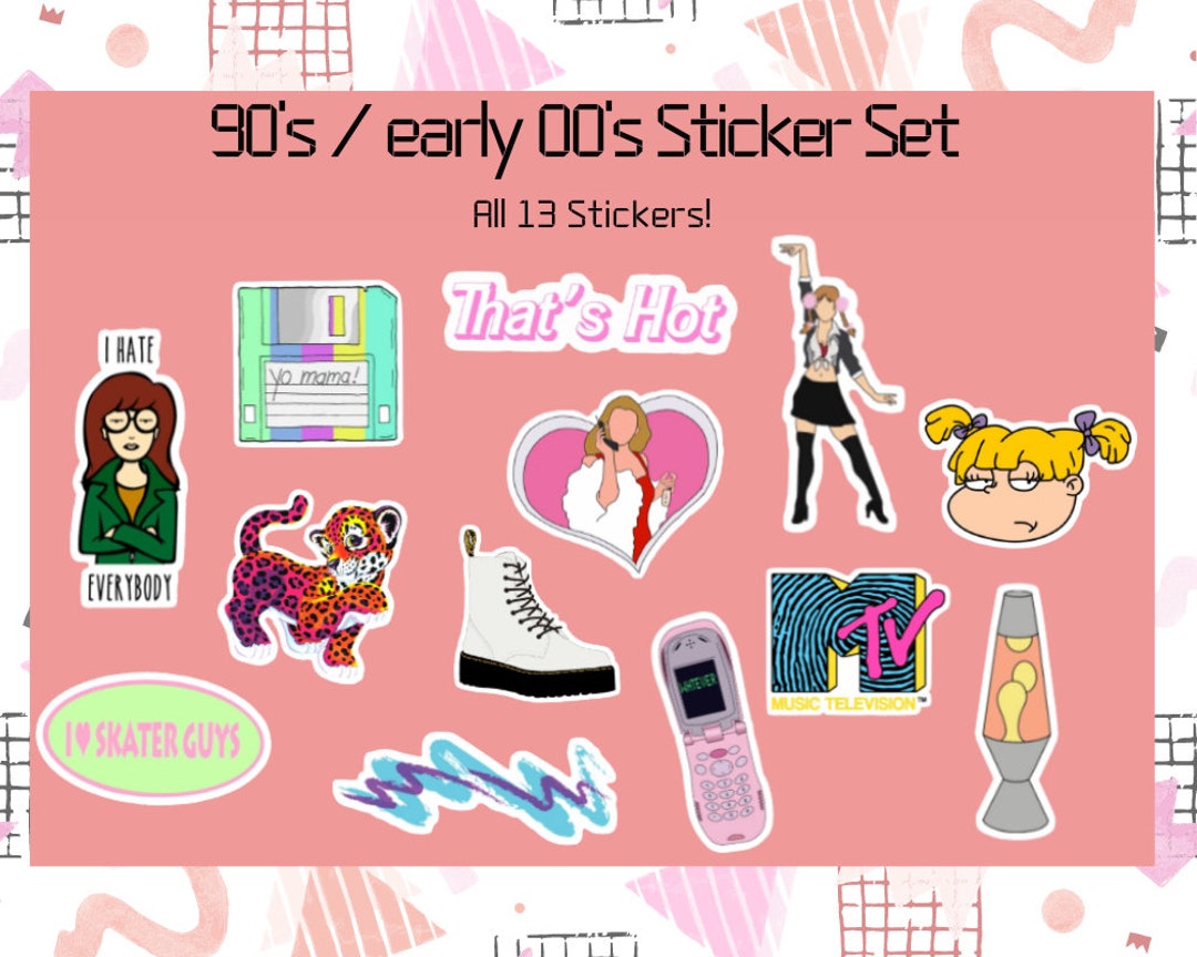 90's Sticker Set |1990's Glossy Aesthetic Stickers - Etsy