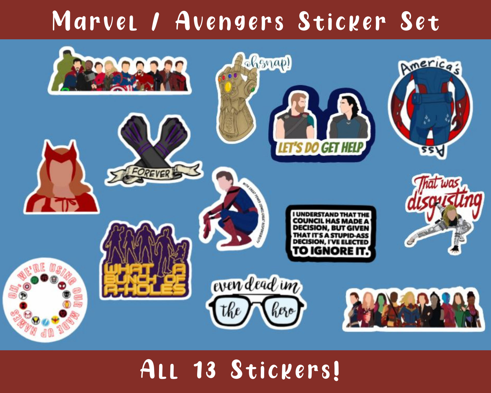 Avengers / Marvel Sticker Pack | Etsy