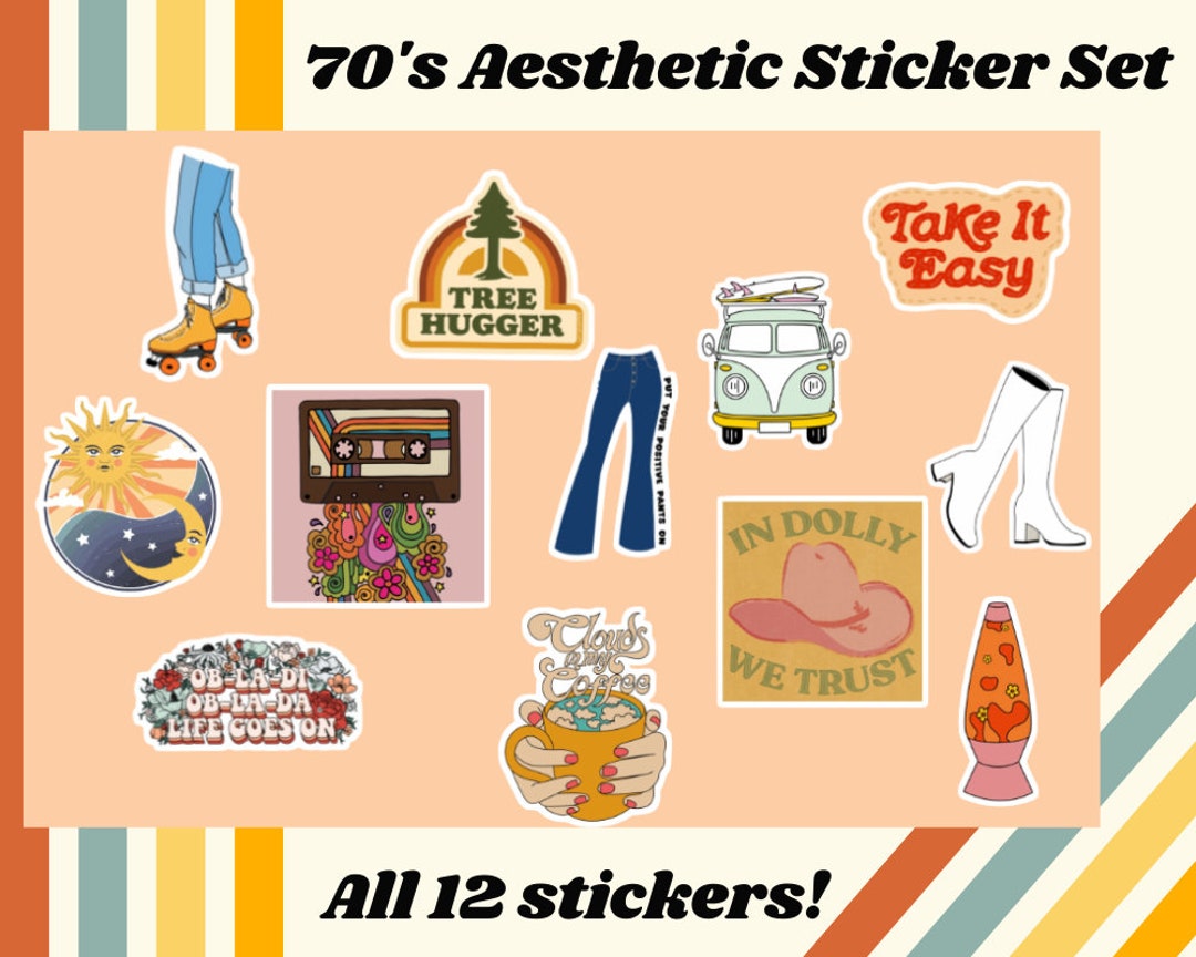 70's Aesthetic Sticker Set 1970's Vibe Stickers - Etsy