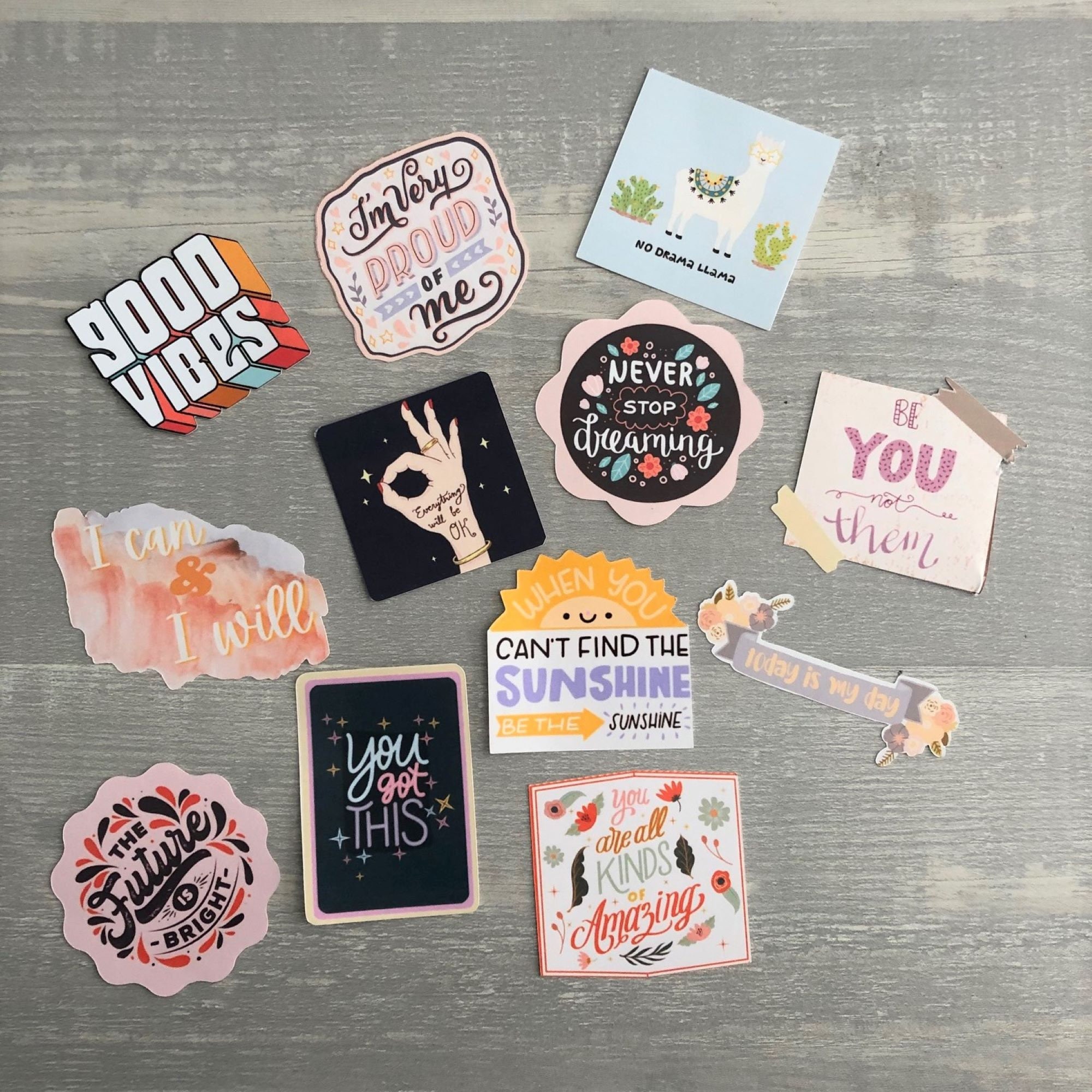 Positive Saying Variety Glossy Sticker Set With or Without - Etsy