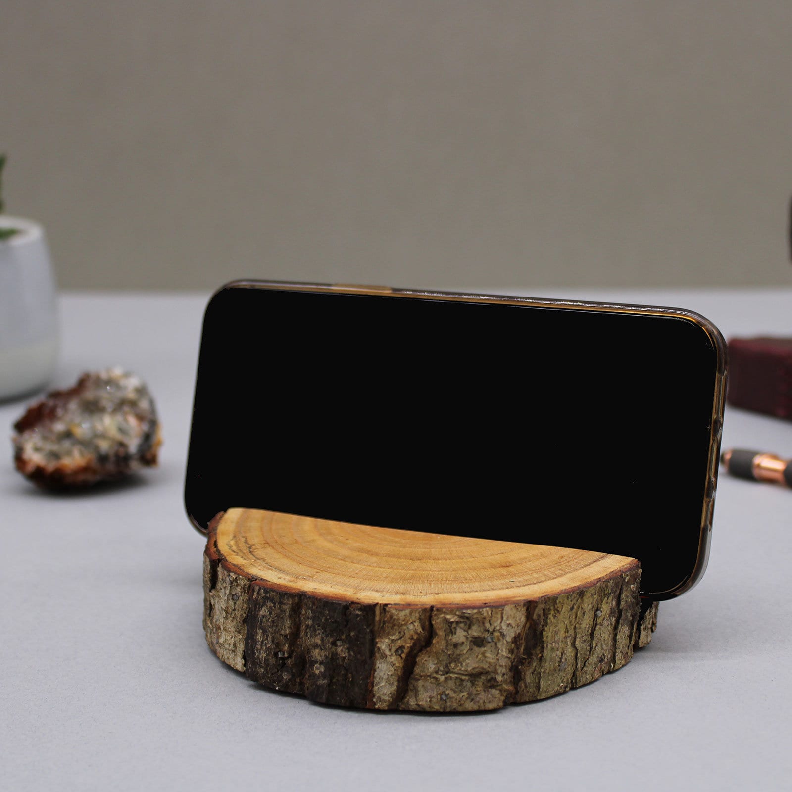 Handmade Wooden Phone Holder, Small Log Phone Holder full Slice Natural ...