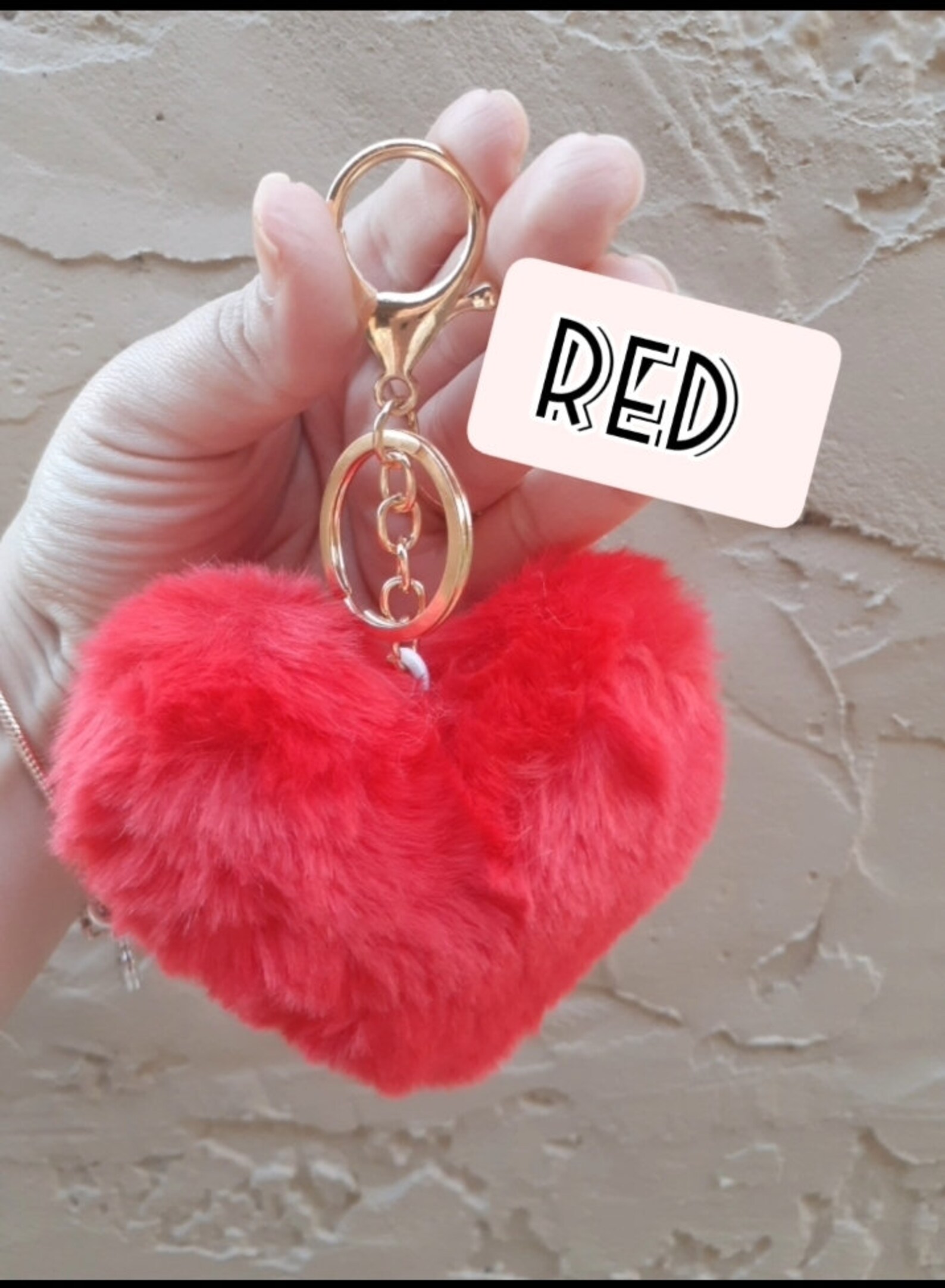 Pom Poms Keychains Fluffy Heart - Etsy.de