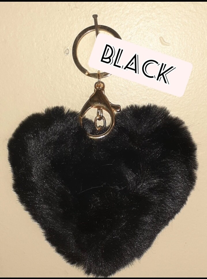 Pom Poms Keychains Fluffy Heart - Etsy.de