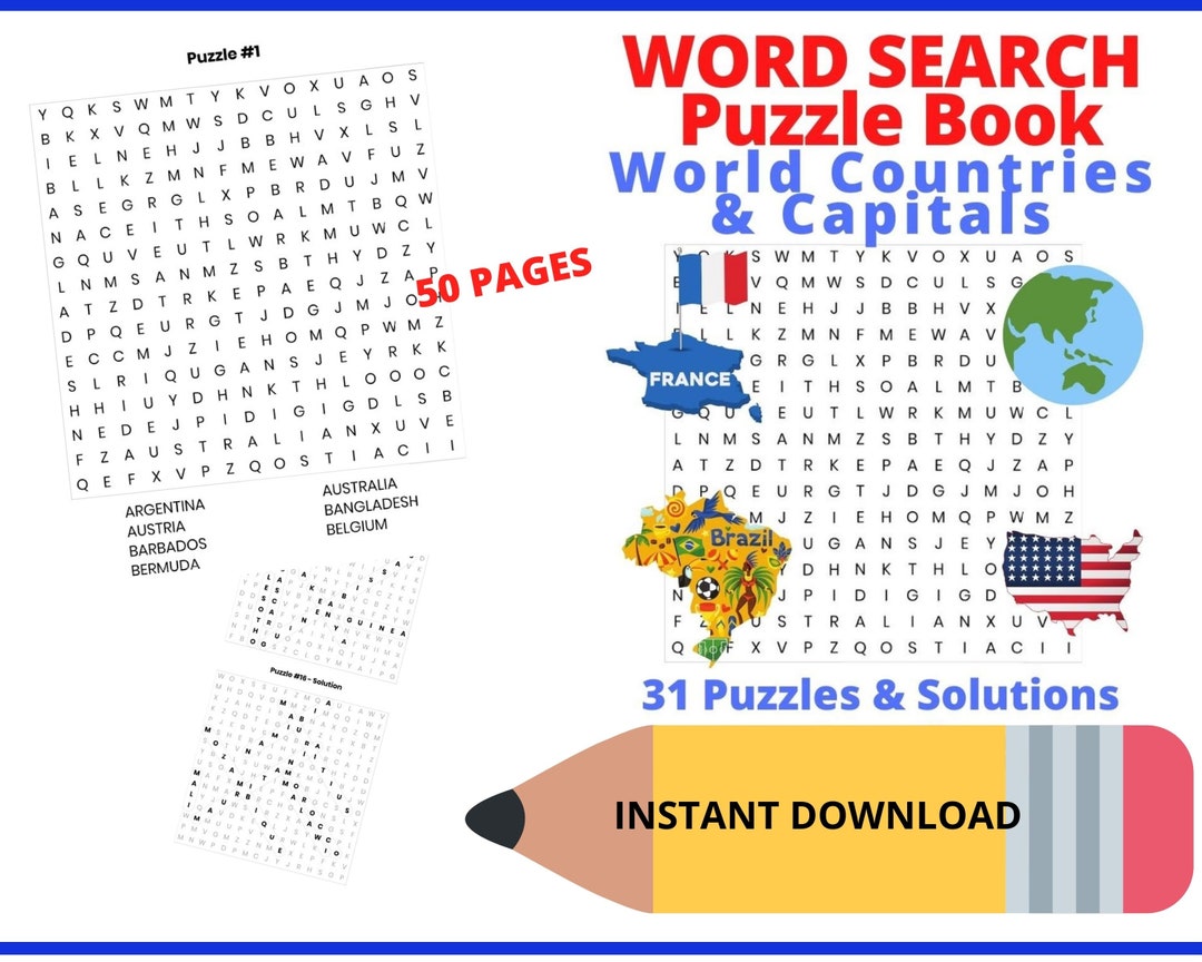 Word Search Books Digital Word Search Puzzles Printables for - Etsy España