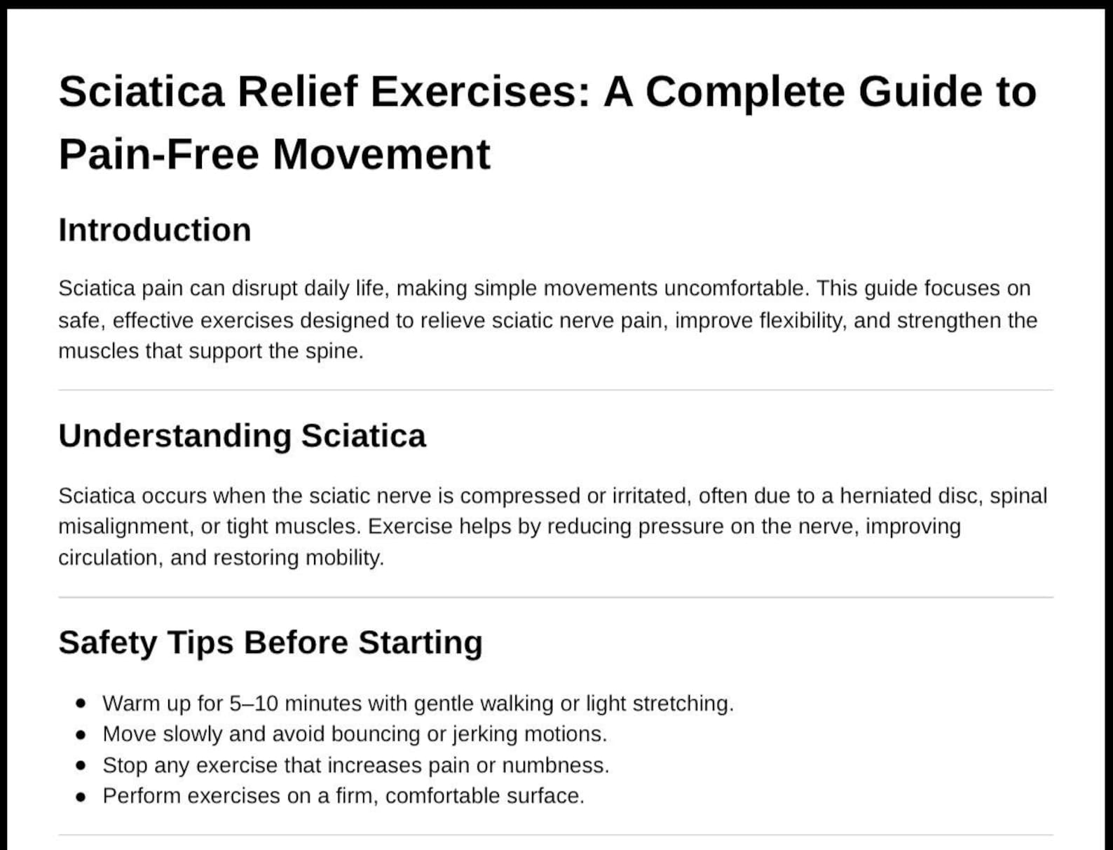 Sciatica Relief Exercises: From Beginner to Intermediate to Advanced - Etsy