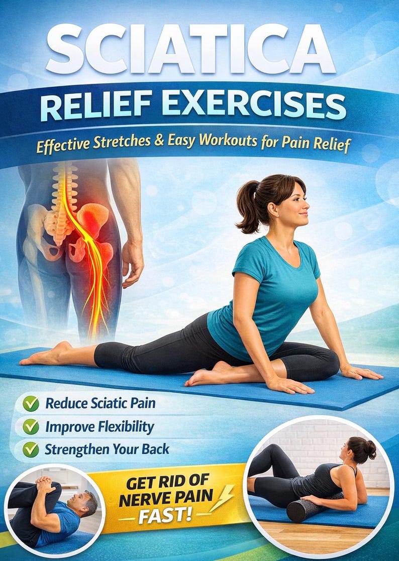Sciatica Relief Exercises: From Beginner to Intermediate to Advanced - Etsy