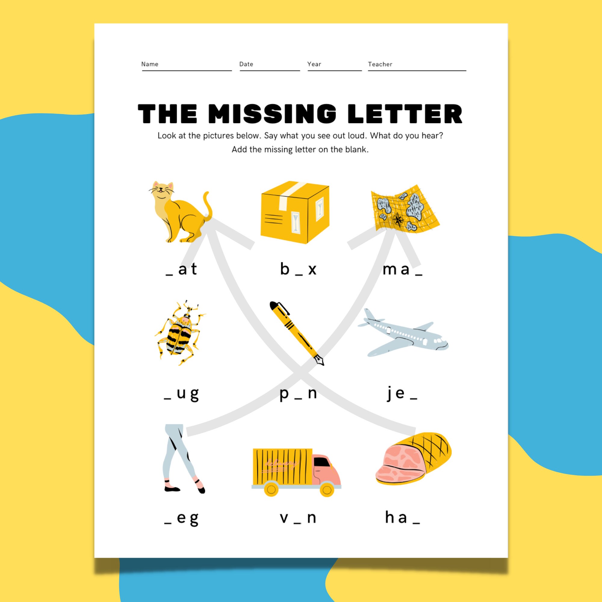 Missing Letter Printable Worksheet for Kids - Etsy