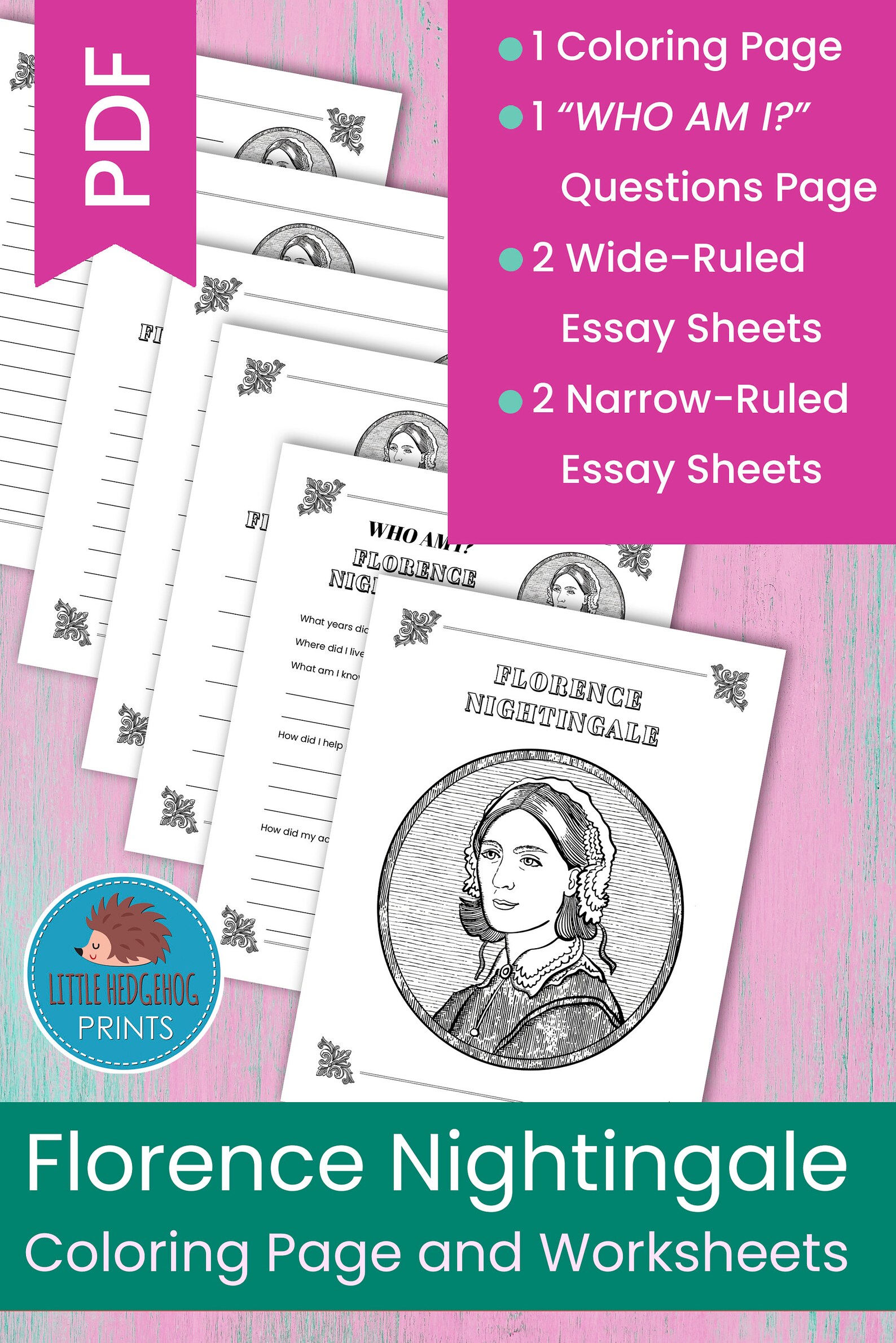 Florence Nightingale Coloring Page and Worksheets - Etsy