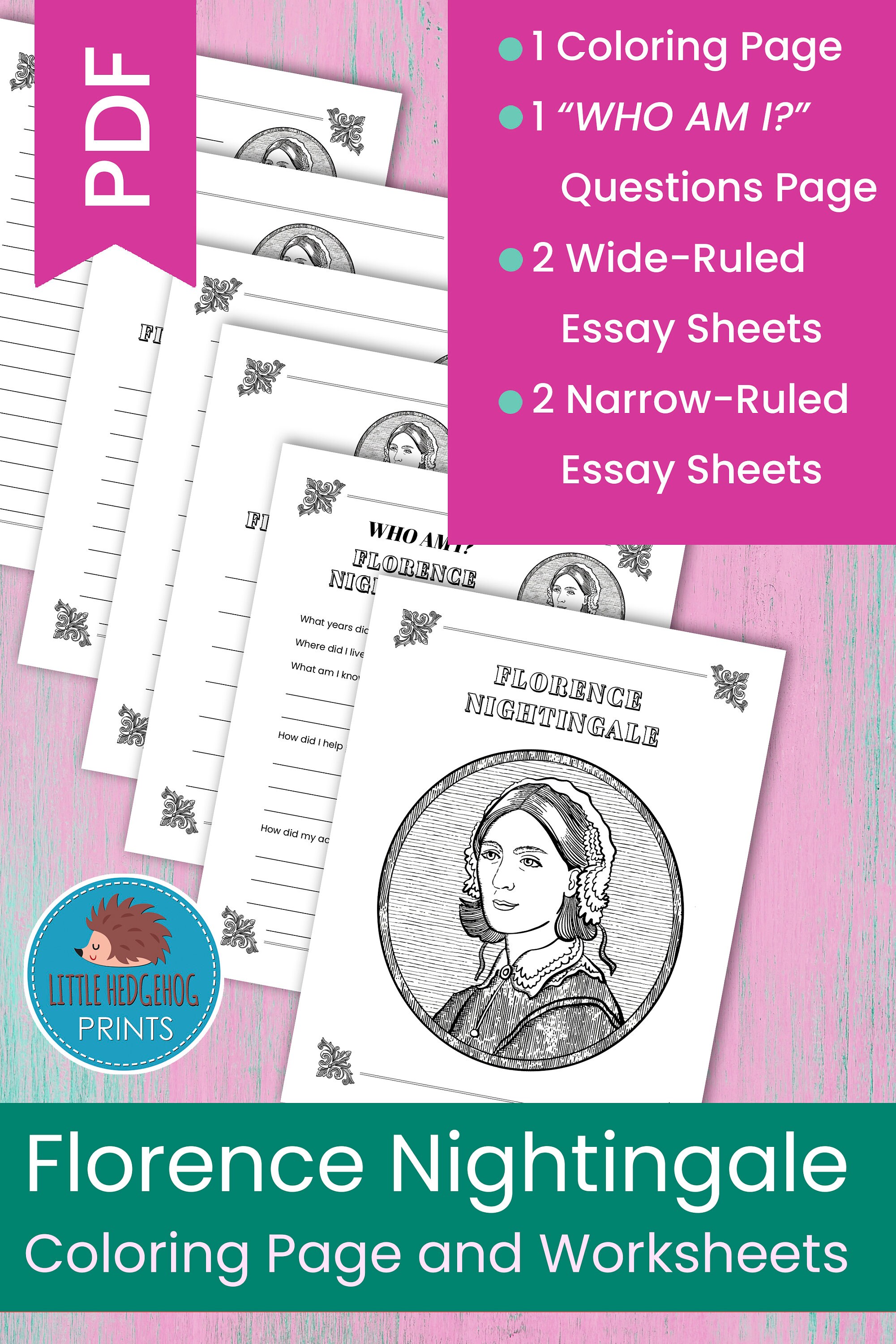 Florence Nightingale Coloring Page and Worksheets || Women's History ...