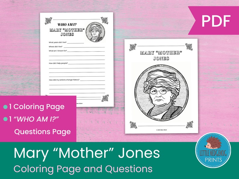 Mary "mother" Jones Coloring Page and Worksheets || Women's History ...