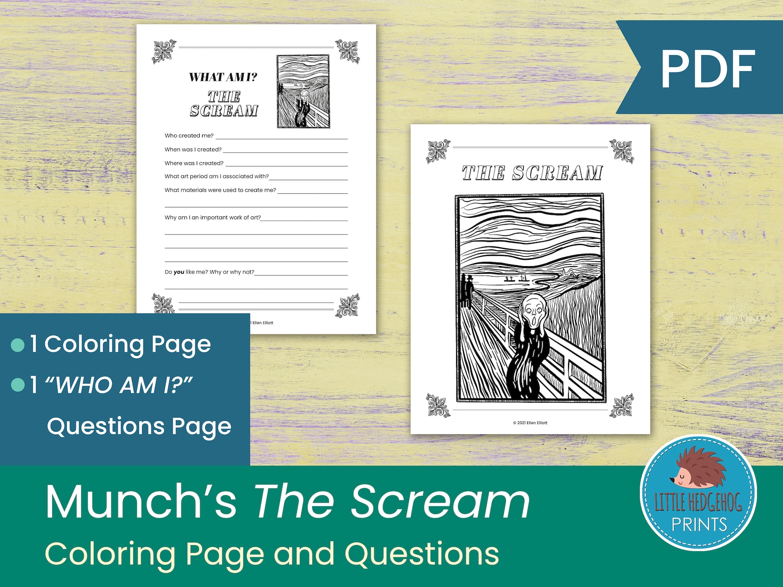 Munch's the Scream Coloring Page and Worksheets || Art History Lesson ...
