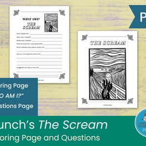 Munch's the Scream Coloring Page and Worksheets || Art History Lesson ...