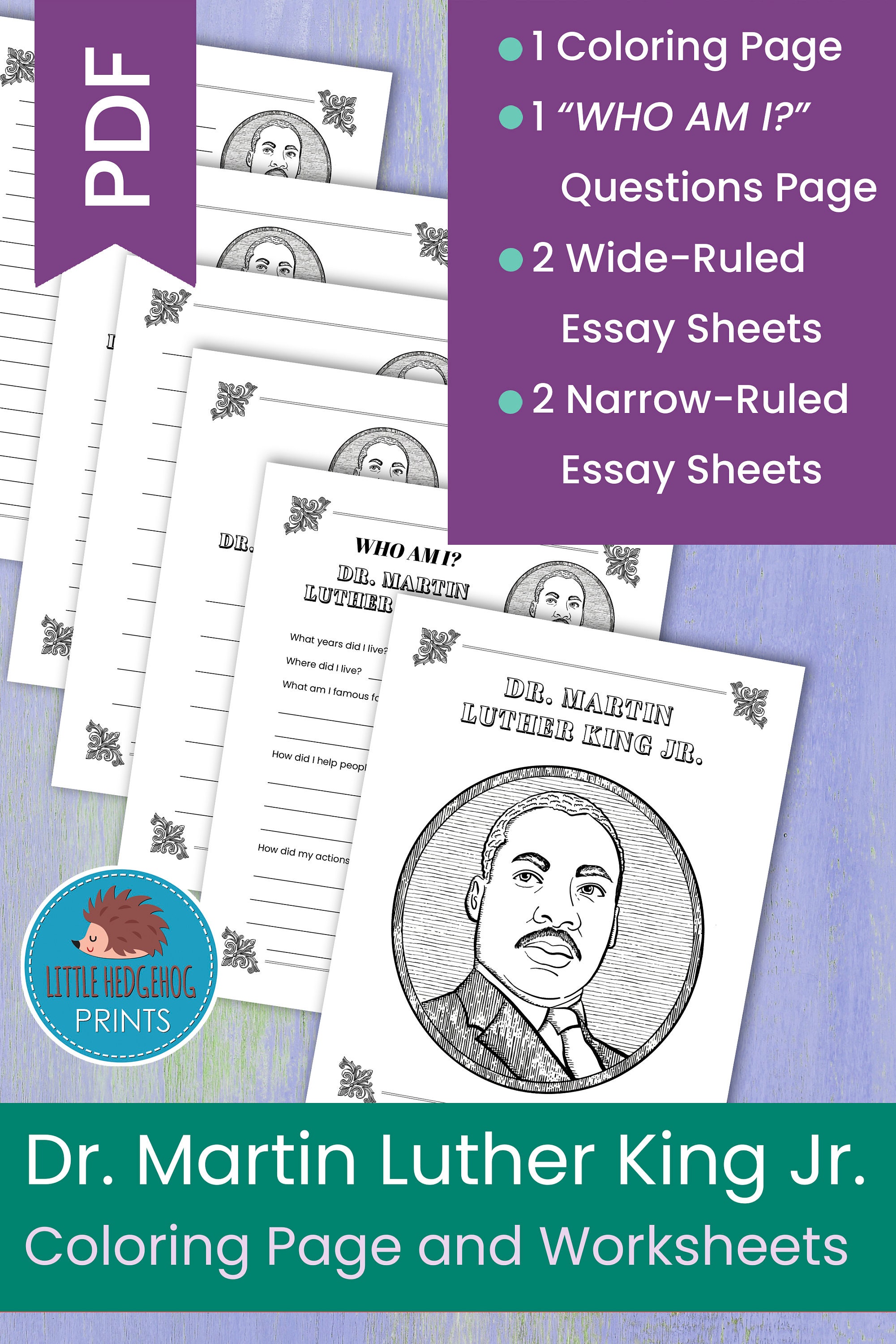 Dr. Martin Luther King Jr. Coloring Page and Worksheets - Etsy