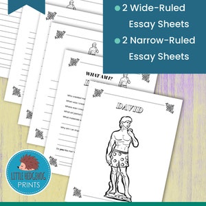 Michelangelo's David Coloring Page and Worksheets || Art History Lesson ...