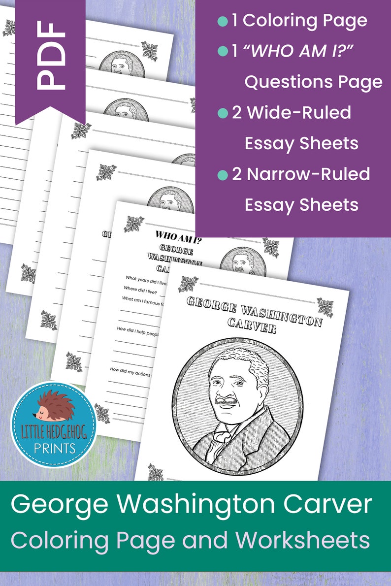 George Washington Carver Coloring Page and Worksheets - Etsy