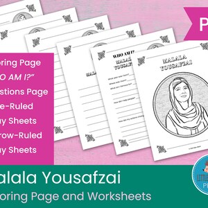 Malala Yousafzai Coloring Page and Worksheets || Women's History Month ...