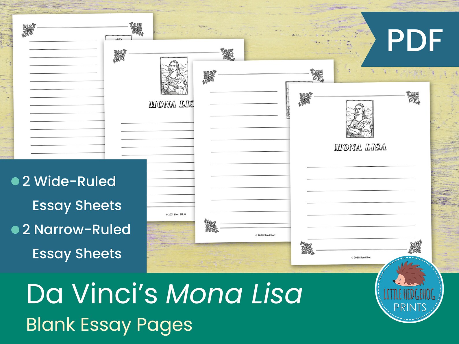 Da Vinci's Mona Lisa Coloring Page and Worksheets || Art History Lesson ...