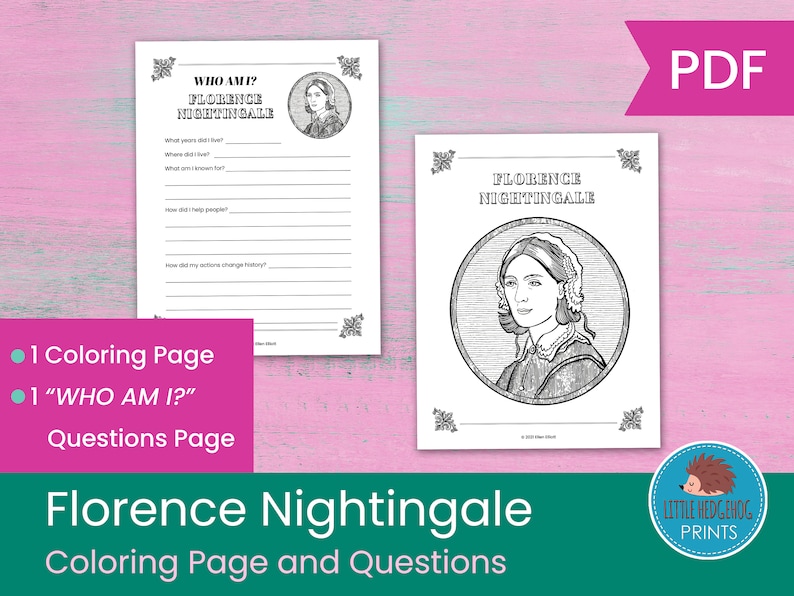 Florence Nightingale Coloring Page and Worksheets || Women's History ...