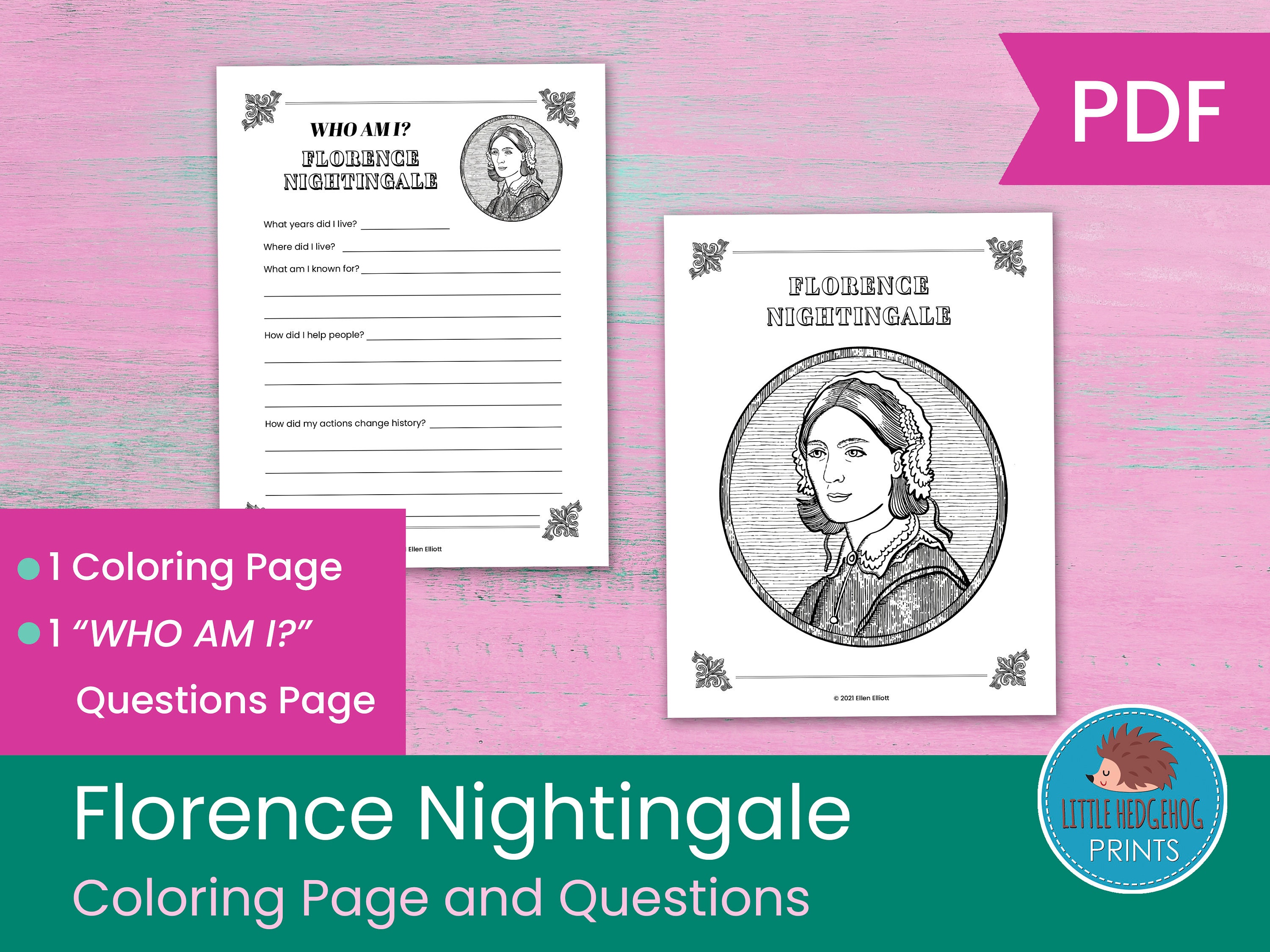 Florence Nightingale Coloring Page and Worksheets || Women's History ...