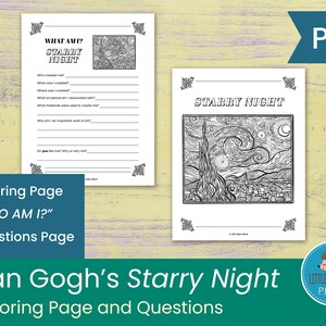 Van Gogh's Starry Night Coloring Page and Worksheets || Art History ...