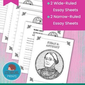 Susan B. Anthony Coloring Page and Worksheets || Women's History Month ...