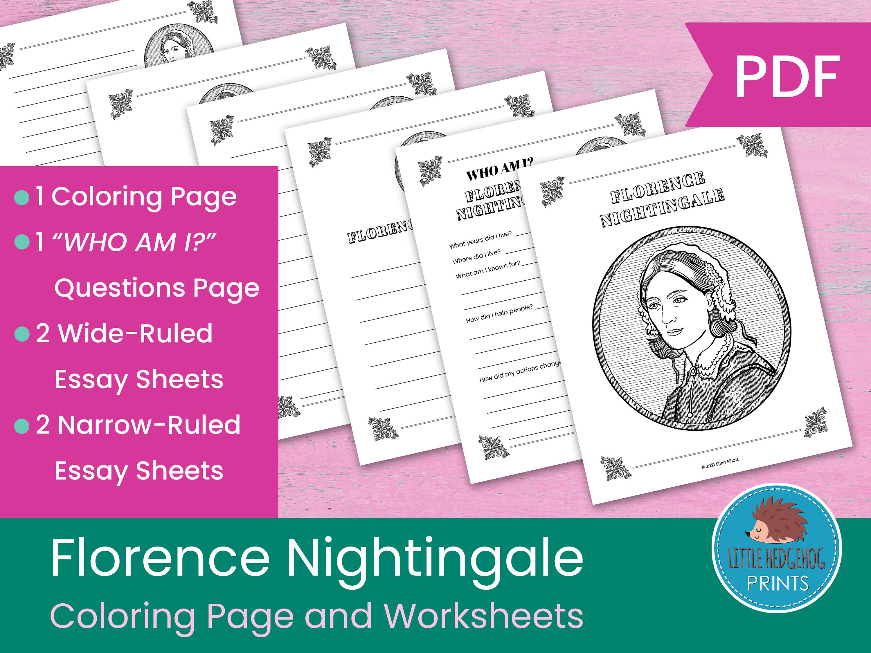 Florence Nightingale Coloring Page and Worksheets || Women's History ...