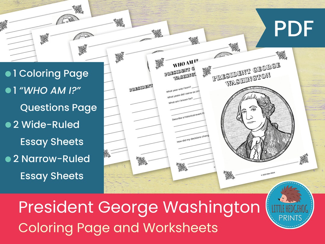 George Washington Coloring Page and Worksheets || Presidents Day - Etsy