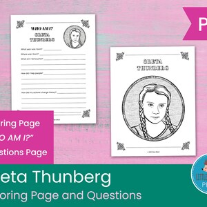 Greta Thunberg Coloring Page and Worksheets Women's - Etsy