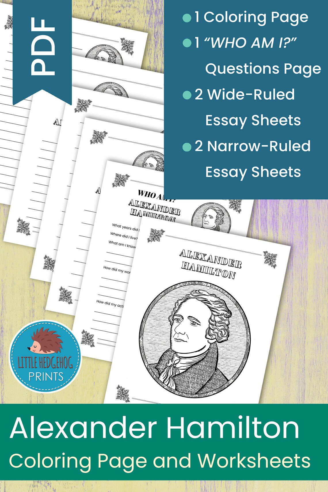Alexander Hamilton Coloring Page and Worksheets || American History - Etsy
