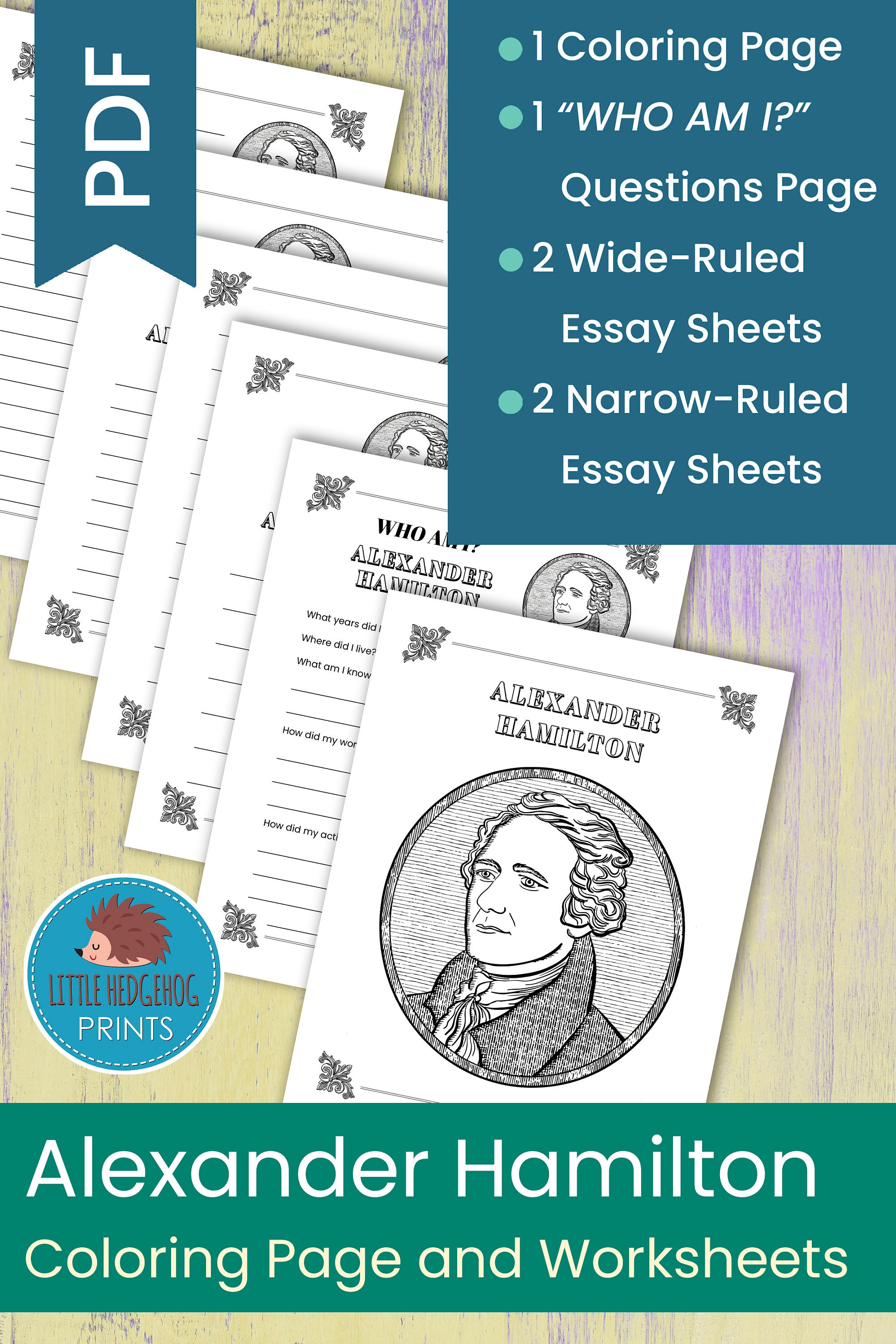 Alexander Hamilton Coloring Page and Worksheets || American History - Etsy