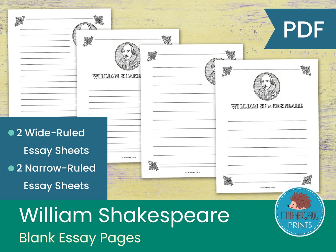 William Shakespeare Coloring Page and Worksheets - Etsy