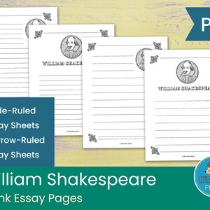 William Shakespeare Coloring Page and Worksheets - Etsy