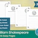 William Shakespeare Coloring Page and Worksheets - Etsy
