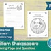 William Shakespeare Coloring Page and Worksheets - Etsy