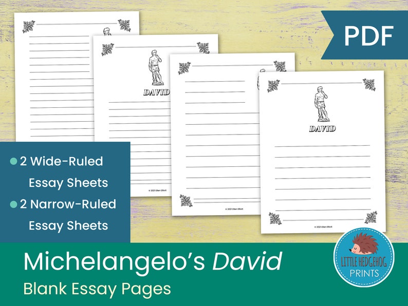 Michelangelo's David Coloring Page and Worksheets || Art History Lesson ...
