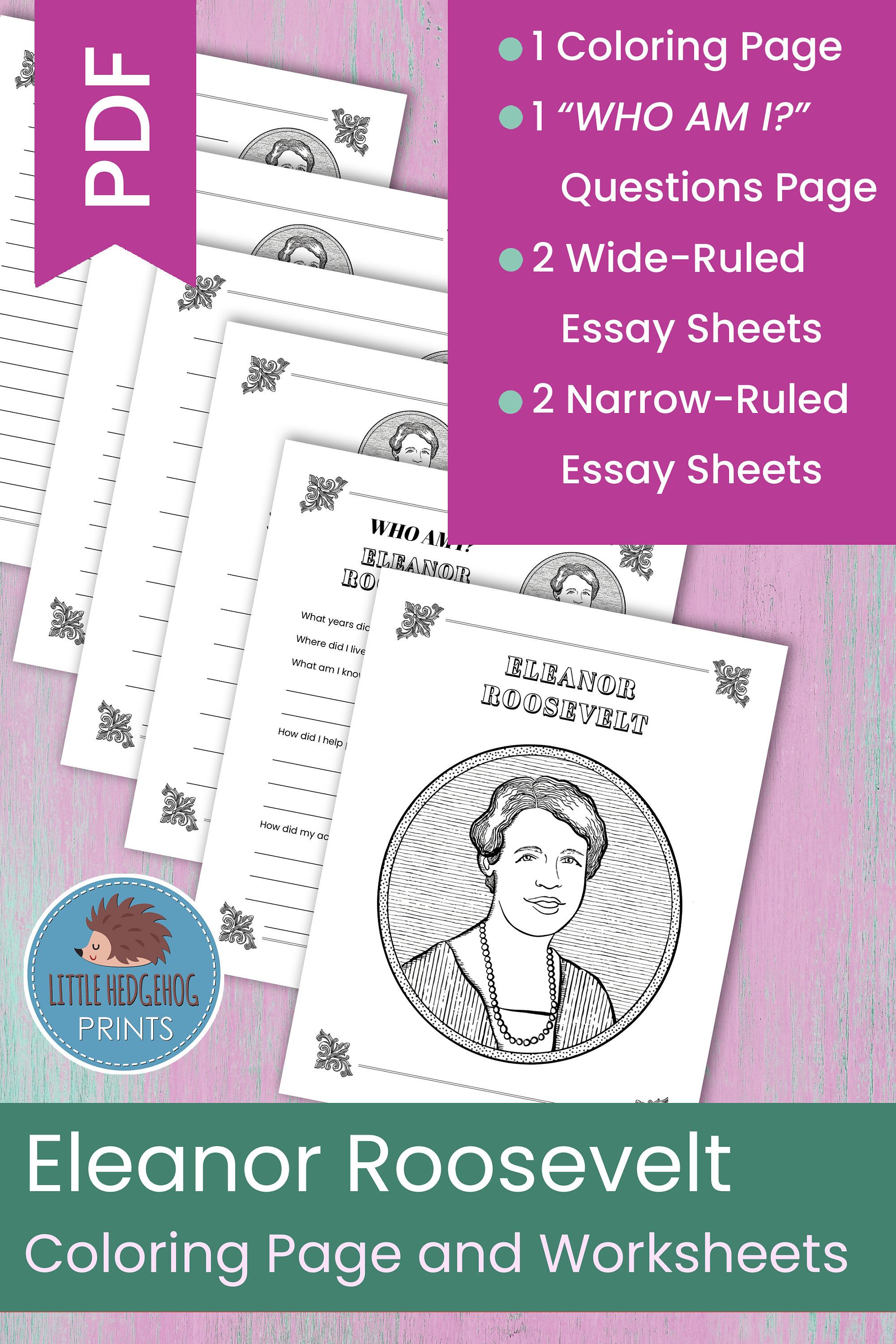Eleanor Roosevelt Coloring Page and Worksheets || Women's History Month ...