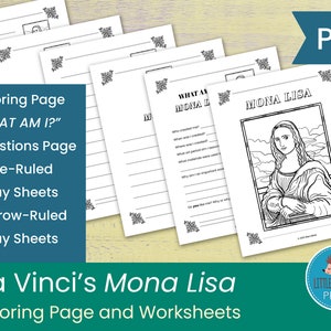 Da Vinci's Mona Lisa Coloring Page and Worksheets || Art History Lesson ...