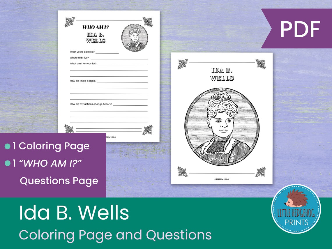 Ida B. Wells Coloring Page and Worksheets | Etsy