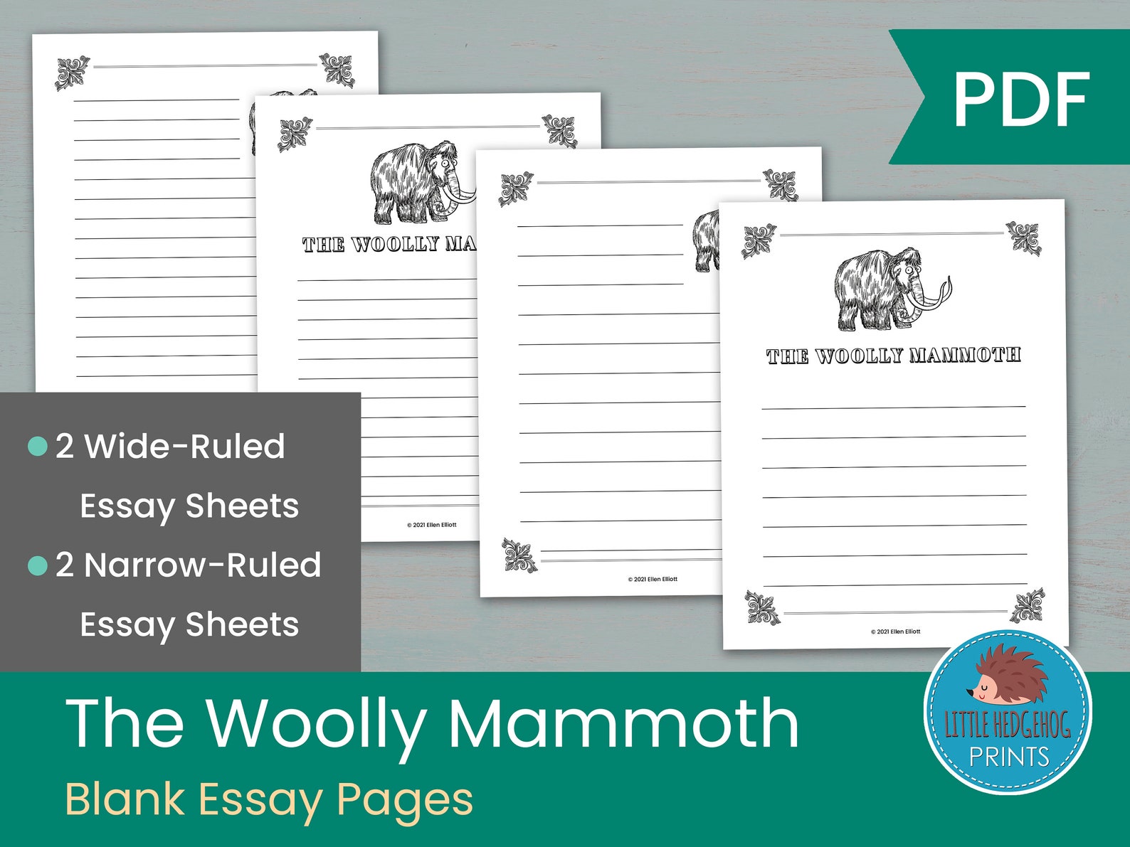 The Woolly Mammoth Coloring Page and Worksheets || Earth Day Ice Age - Etsy