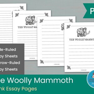 The Woolly Mammoth Coloring Page and Worksheets || Earth Day Ice Age - Etsy
