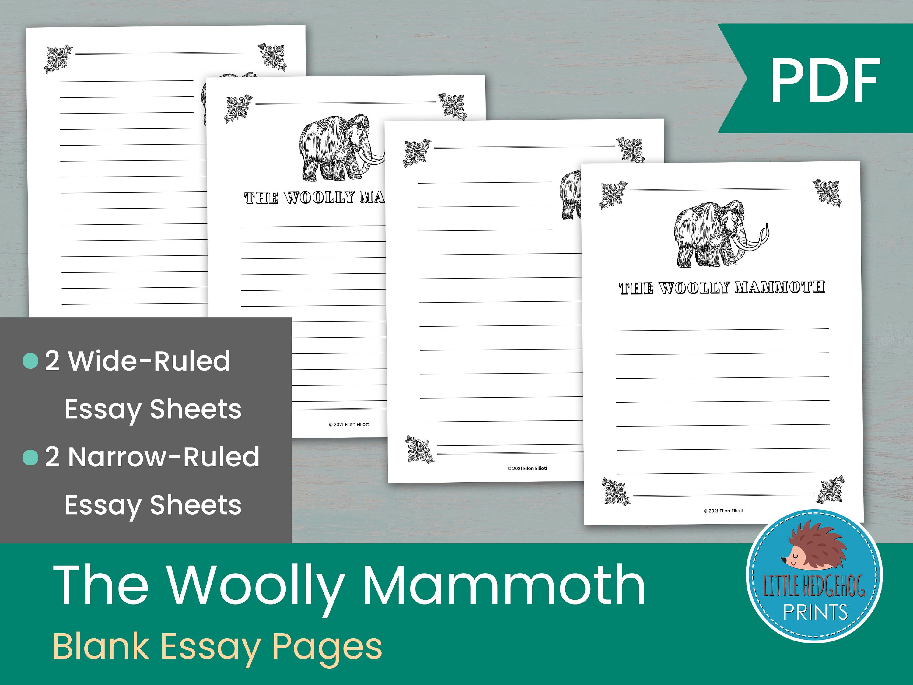 The Woolly Mammoth Coloring Page and Worksheets || Earth Day Ice Age - Etsy